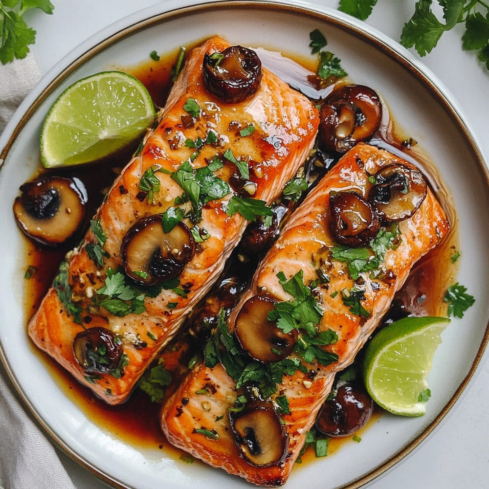 Umami Shiitake Salmon Bake with Oyster Sauce Recipe | easyChef Pro